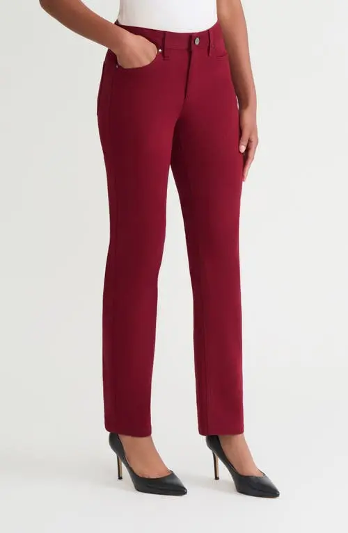 Jones New York Lexington Straight Leg Trousers - Bordeaux