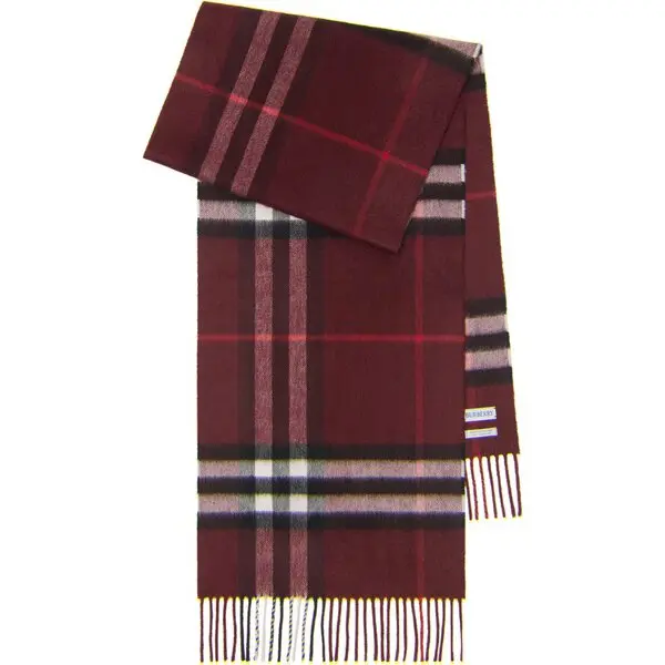 Burberry Giant Check Cashmere Scarf - Oxblood Red