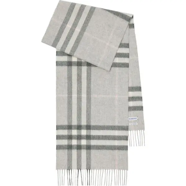 Burberry Giant Check Cashmere Scarf - Mitten Grey