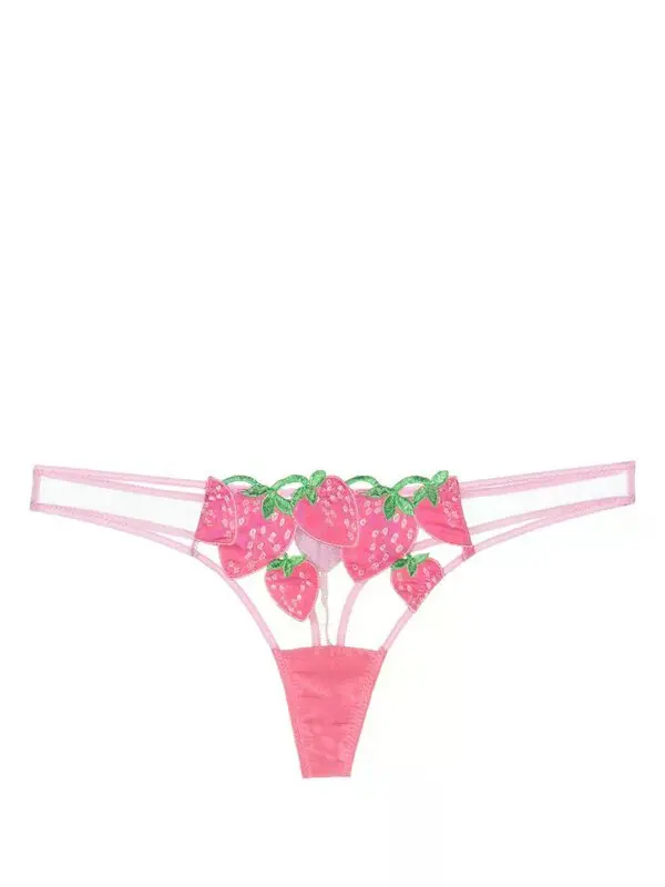 FLEUR DU MAL Wild Strawberry Thong - Pink
