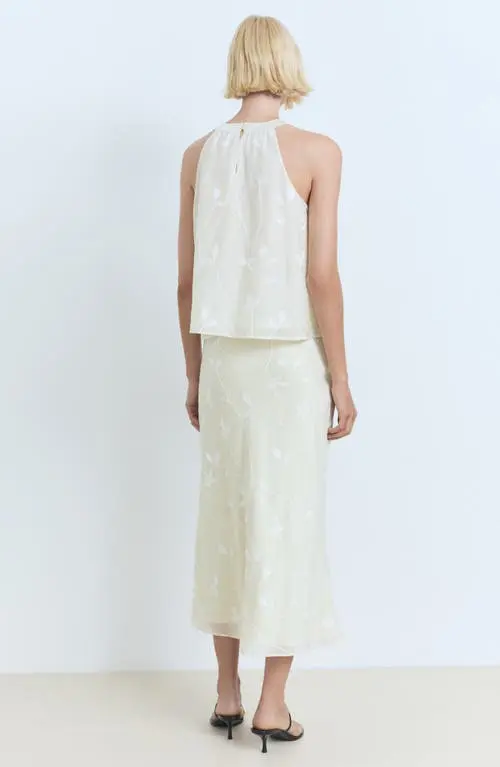 Mango Embroidered Midi Skirt