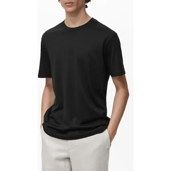 Mango Slim Fit Cotton T-shirt - Black
