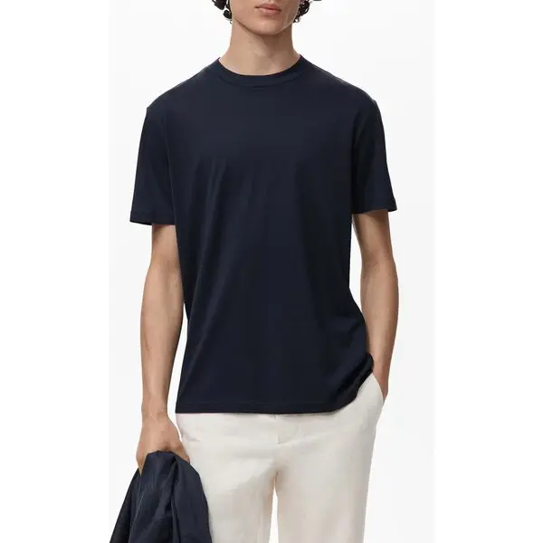 Mango Slim Fit Cotton T-shirt - Navy