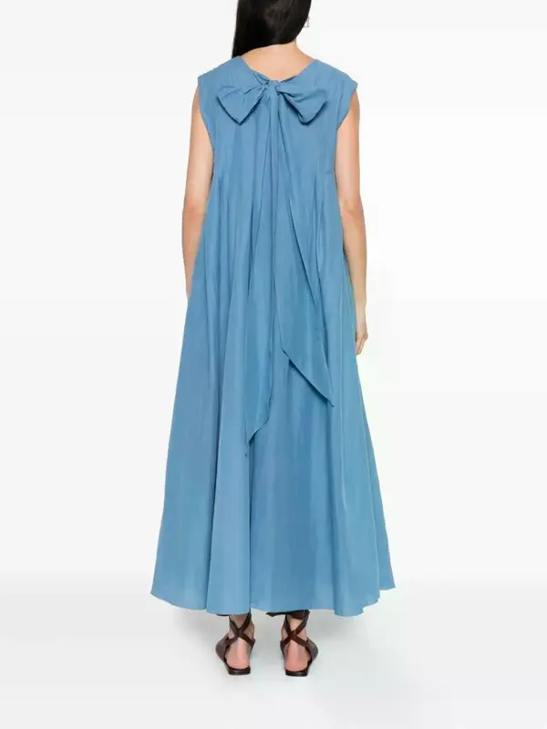 Max Mara Pleated V-neck Dress - Blue