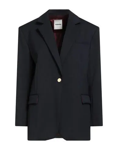 Sandro Single-breasted Blazer In Polyester, Wool, And Elastane