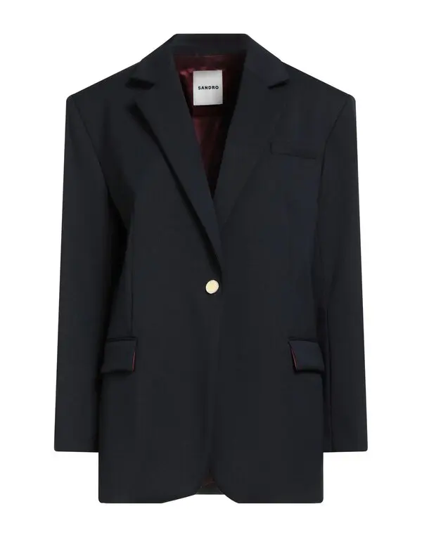 Sandro Single-breasted Blazer In Polyester, Wool, And Elastane
