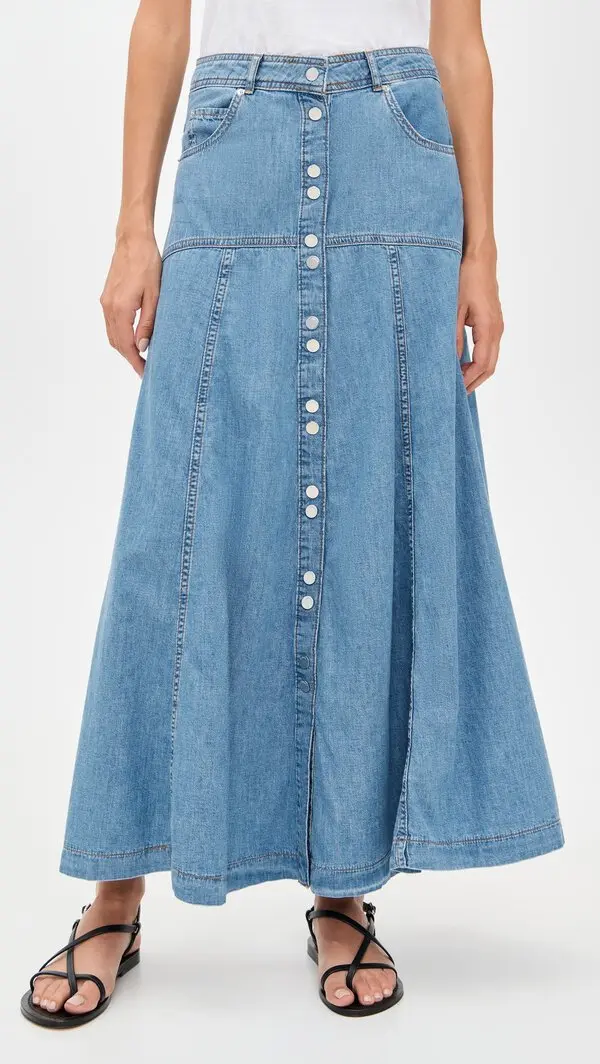 Ba&sh Laddie Denim Skirt - Lightusedblue