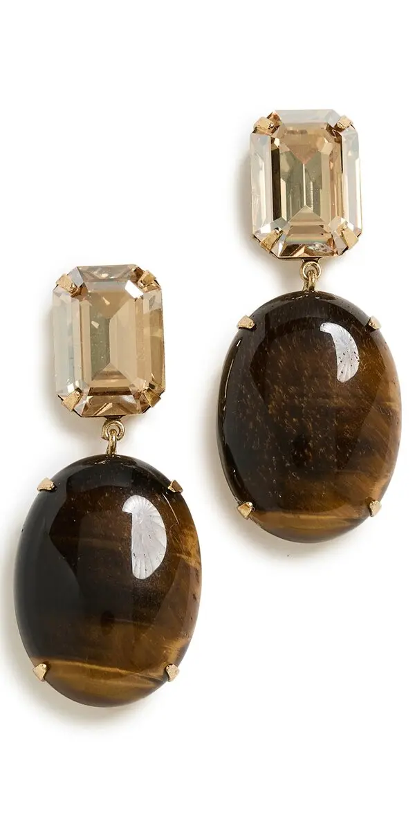 JENNIFER BEHR Xiomara Crystal And Earrings - Tigers Eye
