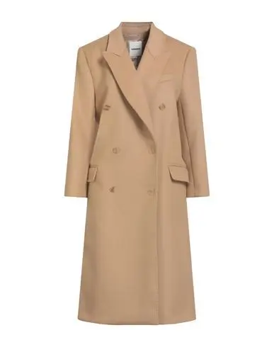 Sandro Coat In Wool And Polyamide - Camel