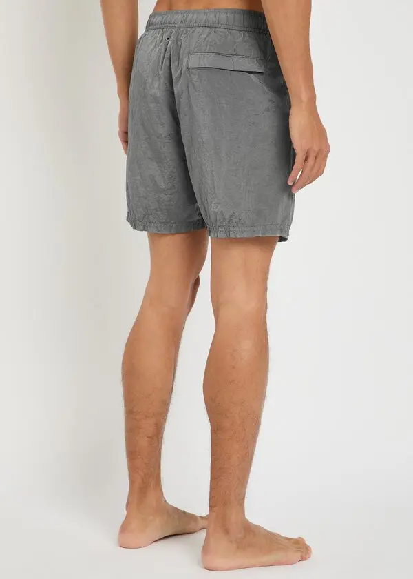 Stone Island Logo Crinkled Nylon Swim Shorts