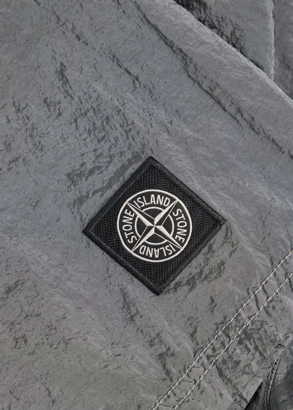 Stone Island Logo Crinkled Nylon Swim Shorts