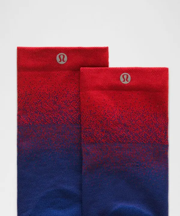 Lululemon Power Stride Crew Socks - Oxford Red/clubhouse Blue