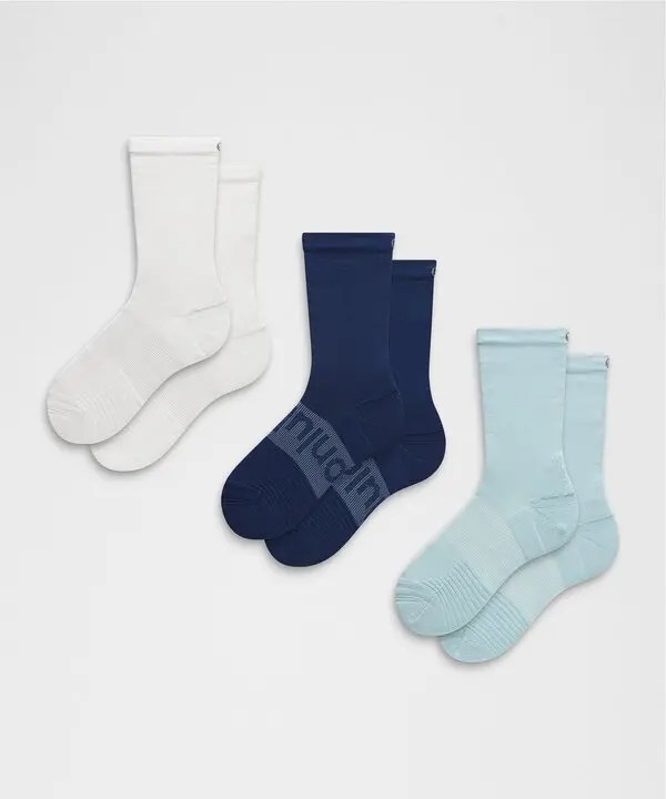 Lululemon Power Stride Crew Socks - Foam Cloud/clubhouse Blue/white