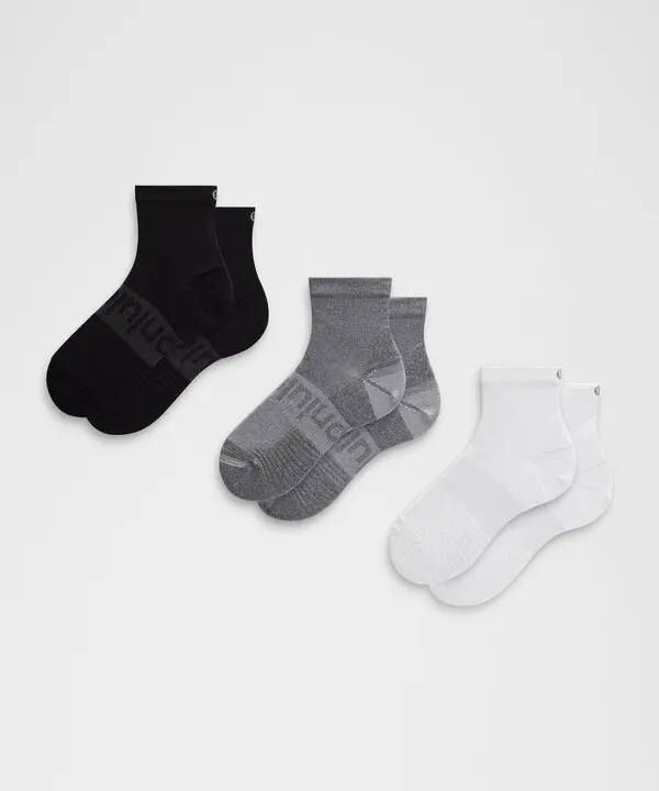Lululemon Power Stride Ankle Socks - White/heather Grey/black