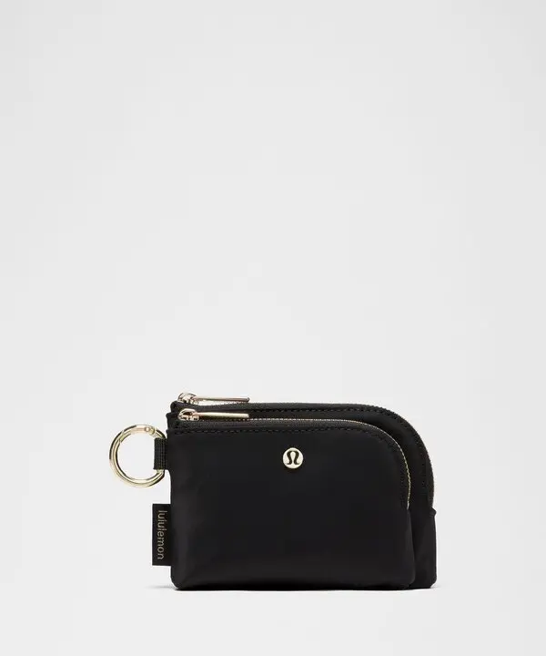 Lululemon Double Zip Clippable Card Pouch - Black/black/gold