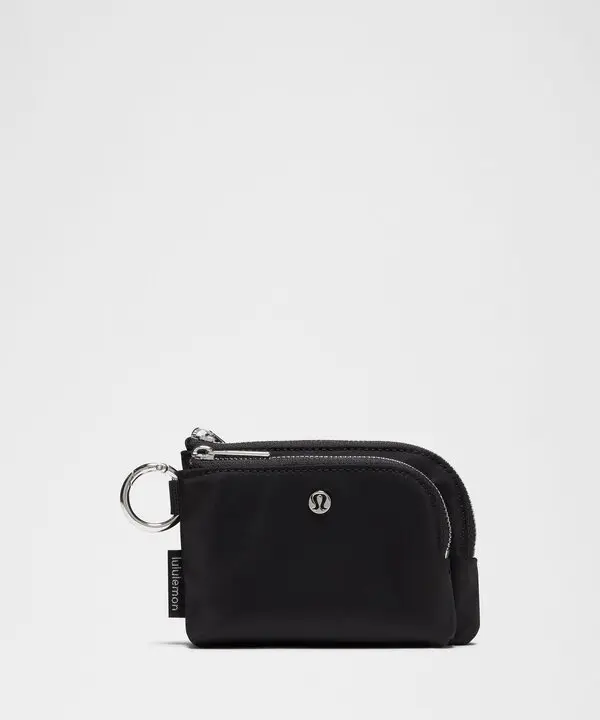 Lululemon Double Zip Clippable Card Pouch - Black/black/silver