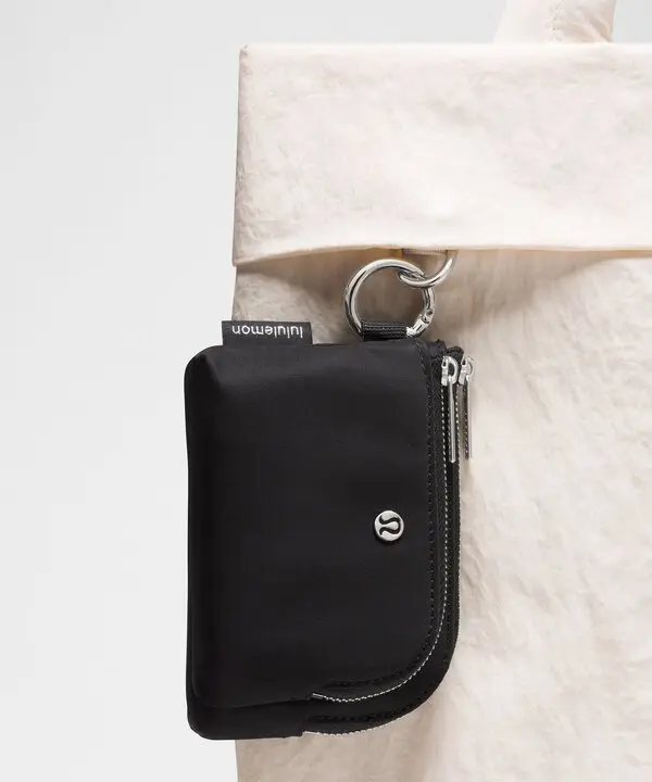 Lululemon Double Zip Clippable Card Pouch - Black/black/silver