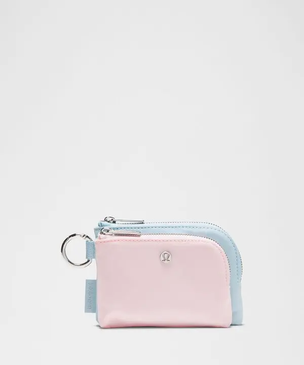 Lululemon Double Zip Clippable Card Pouch - Foam Cloud/pink Pearl/silver