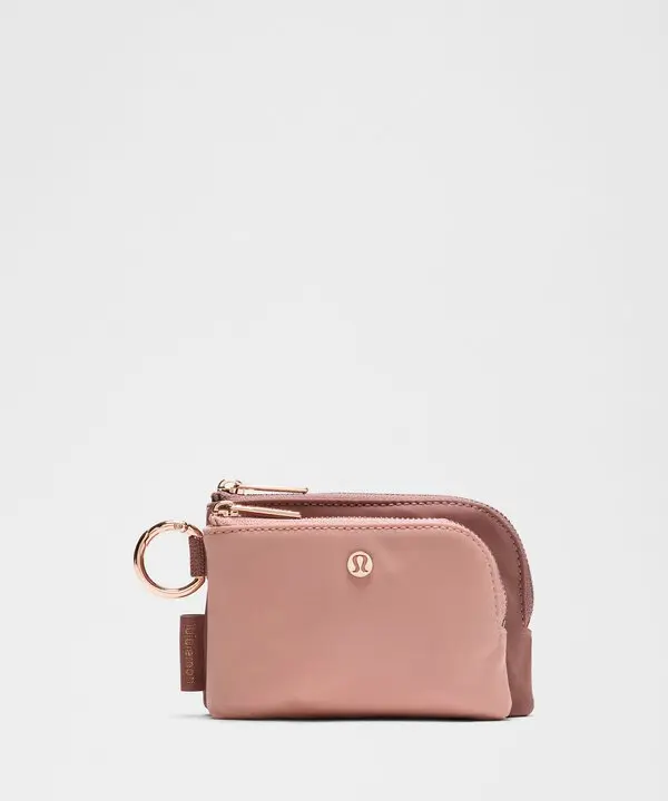 Lululemon Double Zip Clippable Card Pouch - Red Clay/tea Rose