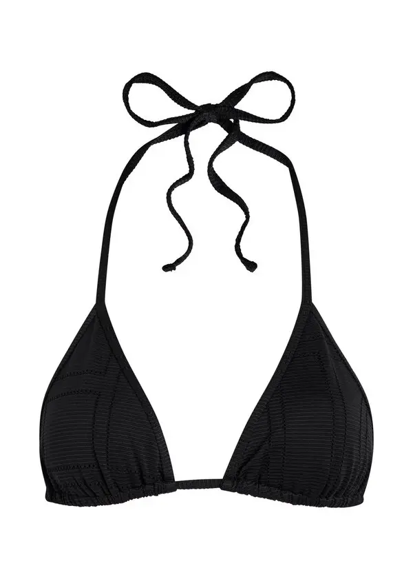 TOTEME Monogram Pointelle Bikini Top - Black