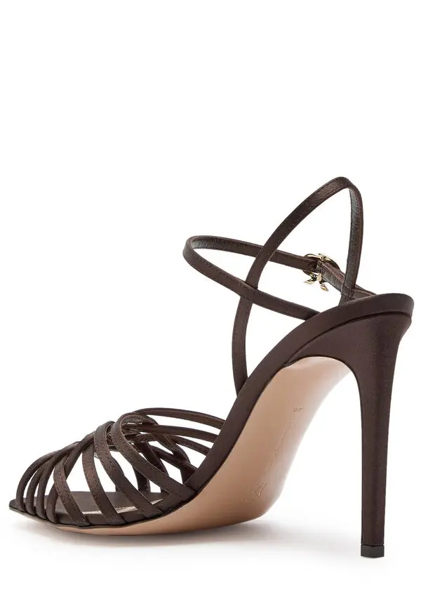 GIANVITO ROSSI Kerry 100 Satin Sandals - Brown