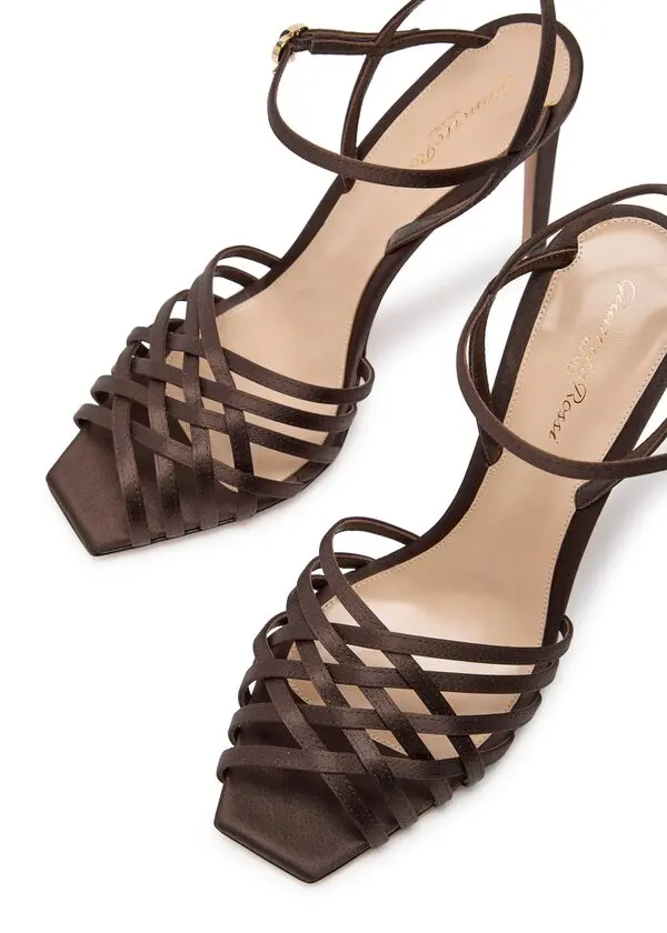 GIANVITO ROSSI Kerry 100 Satin Sandals - Brown