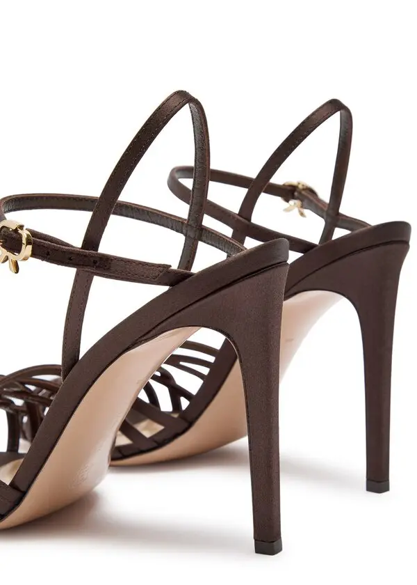 GIANVITO ROSSI Kerry 100 Satin Sandals - Brown