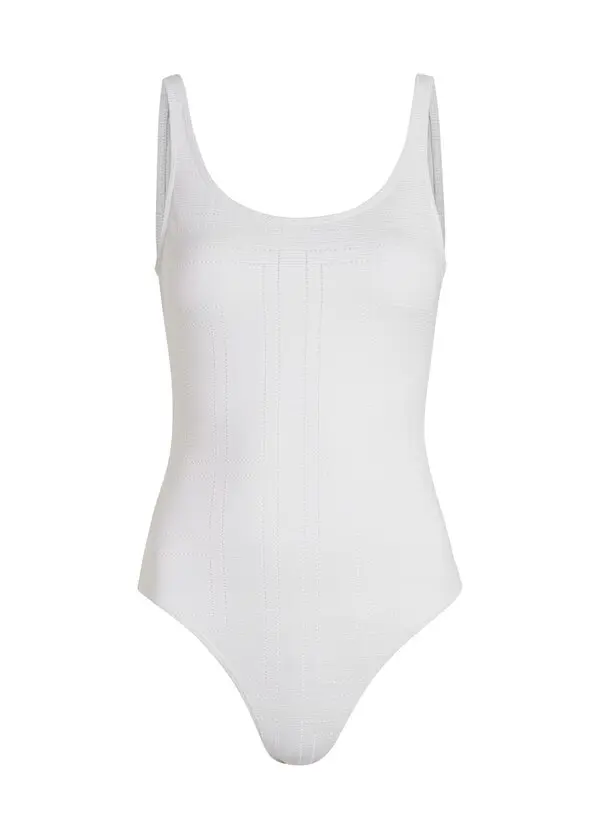 TOTEME Monogram Pointelle Swimsuit - White