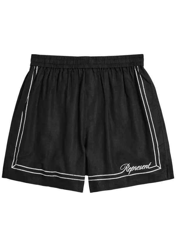 REPRESENT Border Ramie Shorts - Black