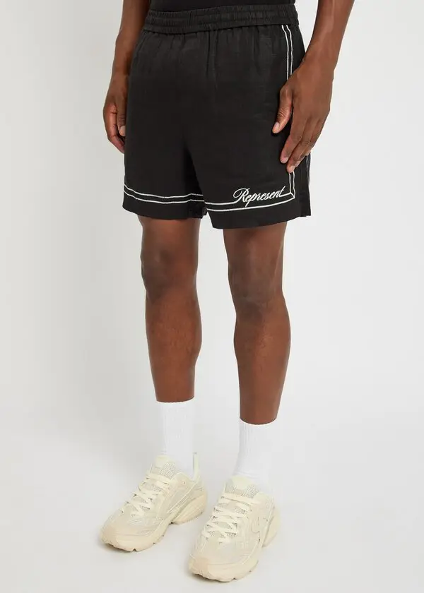 REPRESENT Border Ramie Shorts - Black