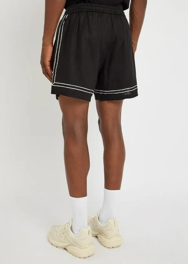 REPRESENT Border Ramie Shorts - Black