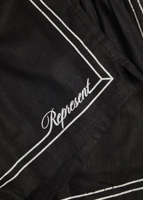 REPRESENT Border Ramie Shorts - Black