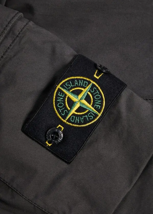 Stone Island Logo Stretch-cotton Cargo Trousers - Grey
