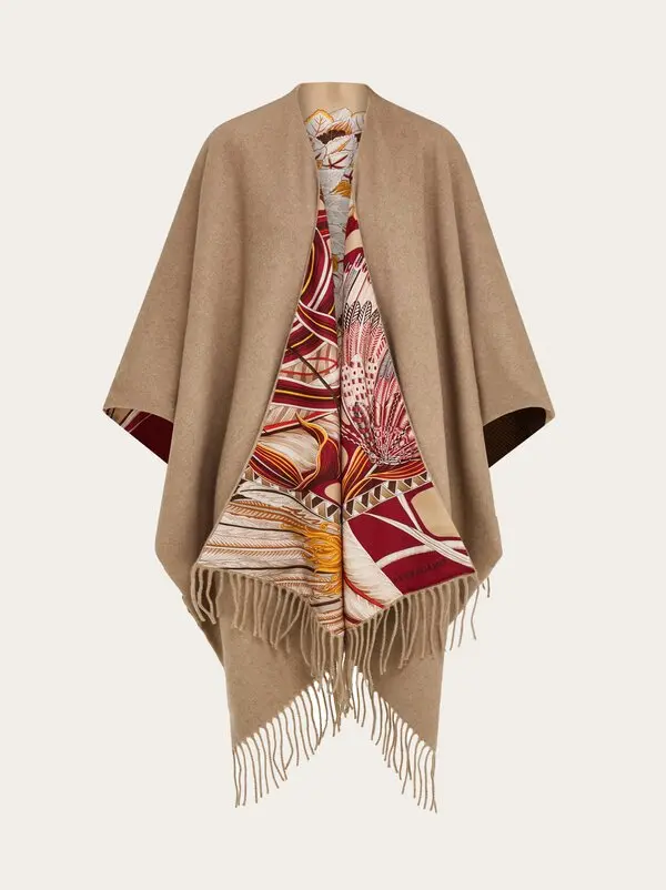 FERRAGAMO Cashmere And Silk Reversible Cape - Beige