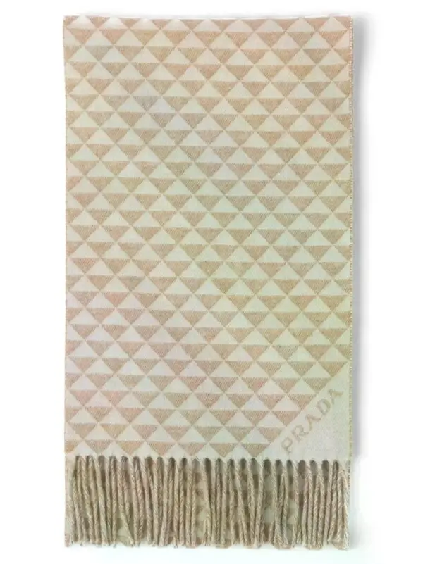 Prada Symbole Reversible Wool-cashmere Scarf - Neutrals