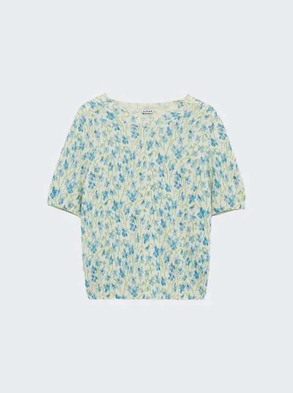 Loewe Short Sleeve Floral Sweater - White