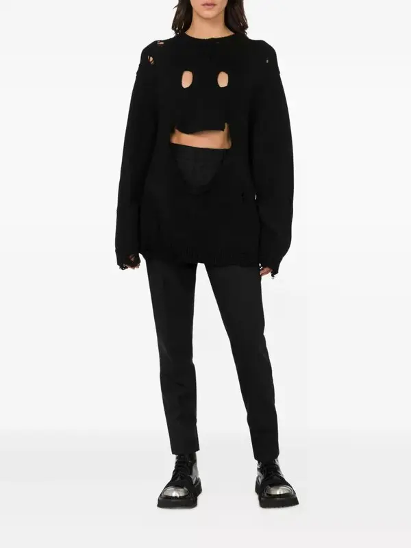 Moschino Smiley Face Distressed Sweater
