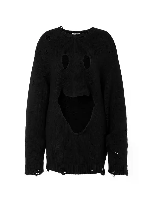 Moschino Smiley Face Distressed Sweater - Black