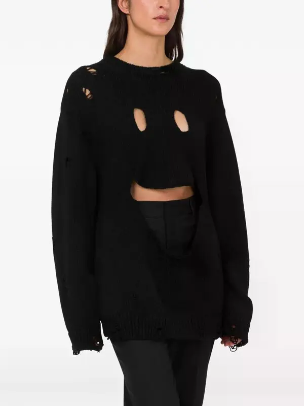 Moschino Smiley Face Distressed Sweater