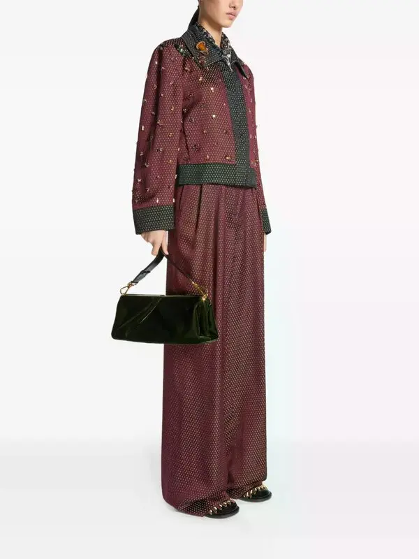 Dries Van Noten Pleated Velvet Clutch