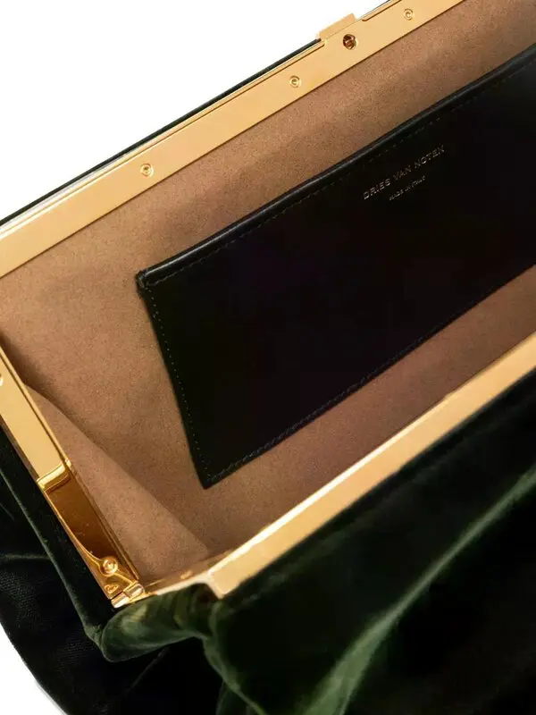 Dries Van Noten Pleated Velvet Clutch