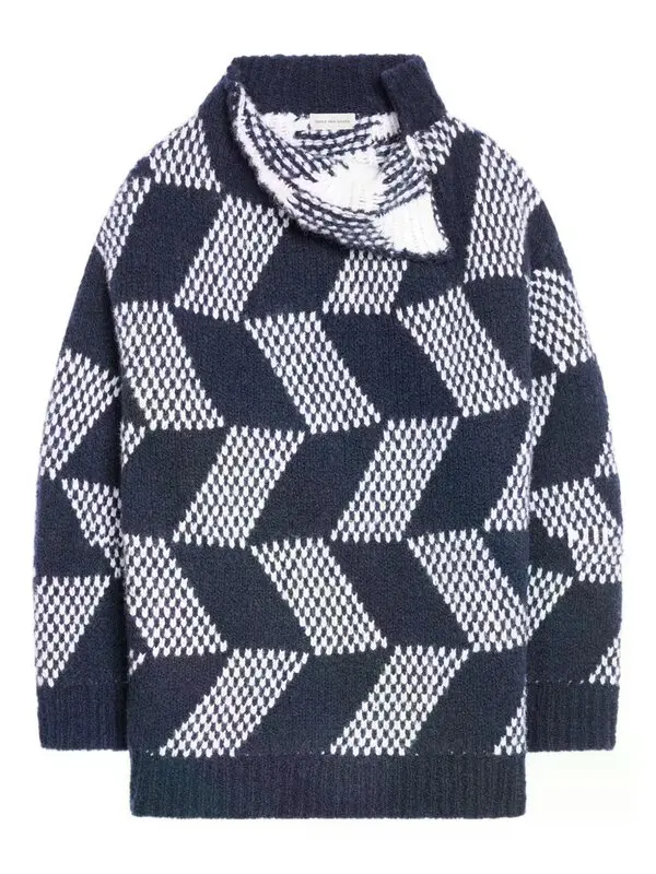 Dries Van Noten Geometric-pattern Sweater - Blue