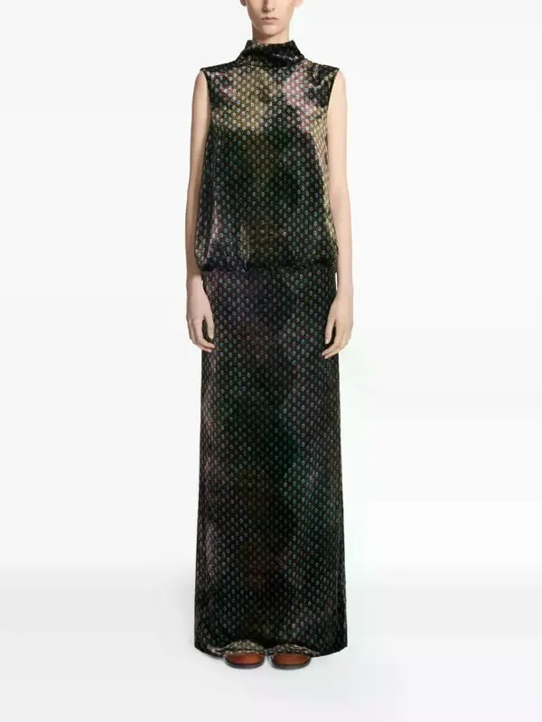 Dries Van Noten Printed High-neck Maxi Dress