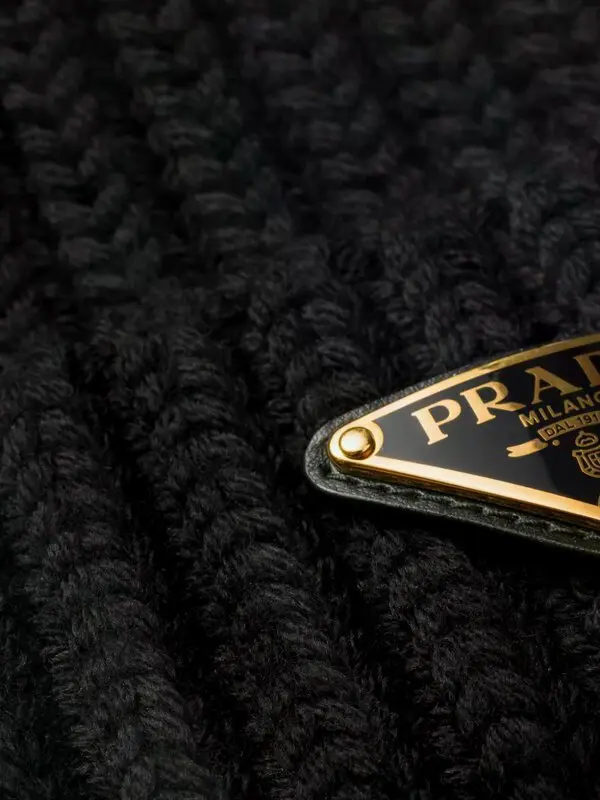 Prada Ribbed Wool Beanie - Black
