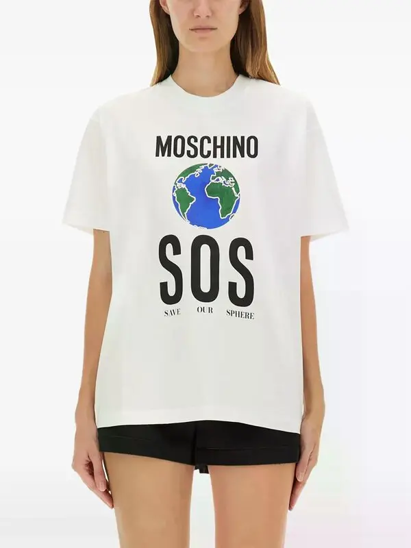 Moschino Globe-print T-shirt - White