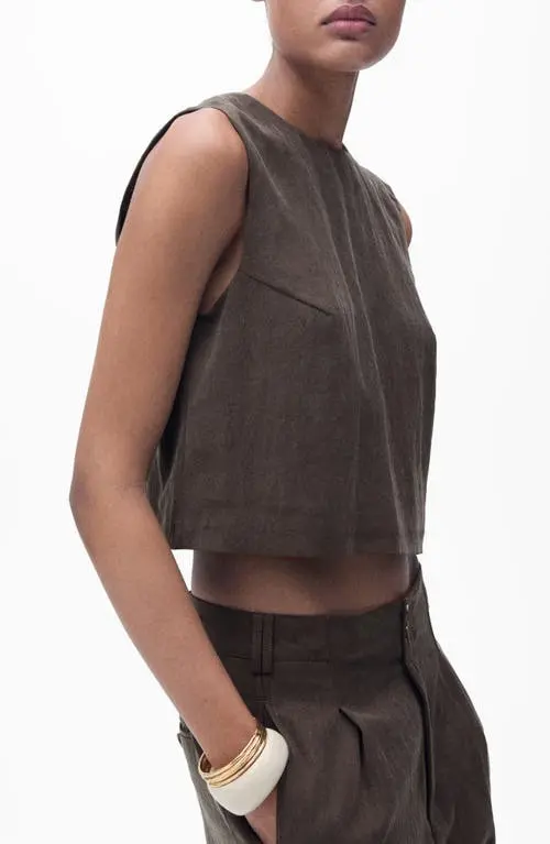 Mango Sleeveless Back Button Crop Top
