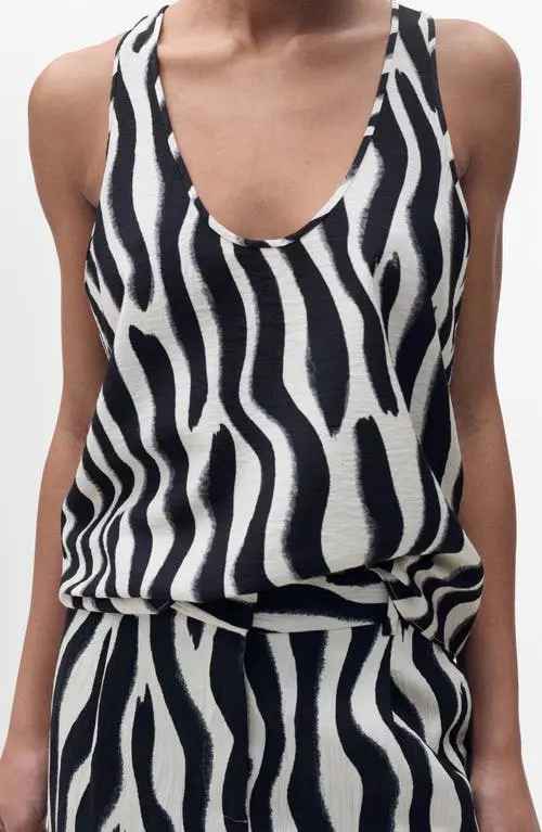 Mango Zebra Print Racerback Sleeveless Top