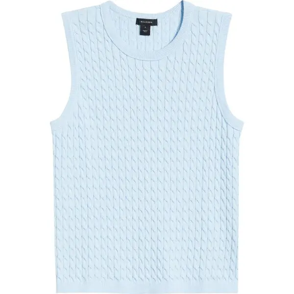 Halogen Cable Stitch Cotton Sweater Tank - Swift Blue