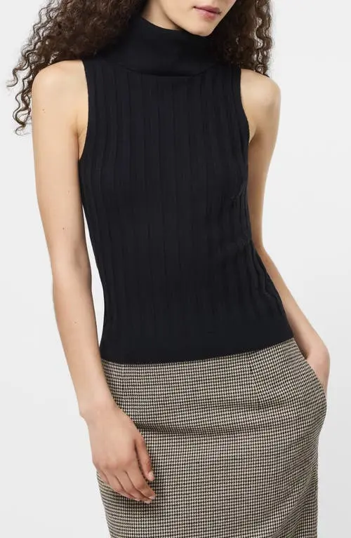 French Connection Rib Turtleneck Sleeveless Sweater - Black