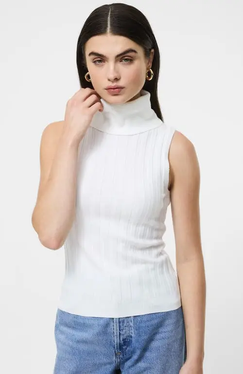 French Connection Rib Turtleneck Sleeveless Sweater - Porcelain Cream